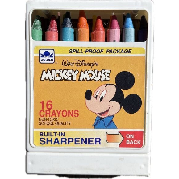 Disney | Office | Vintage Waltdisney Mickey Mouse 6 Crayons Golden ...